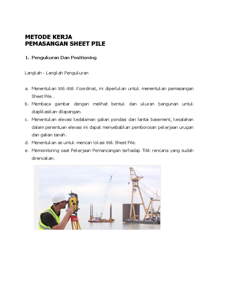 Metode Kerja Pemasangan Sheet Pile | PDF