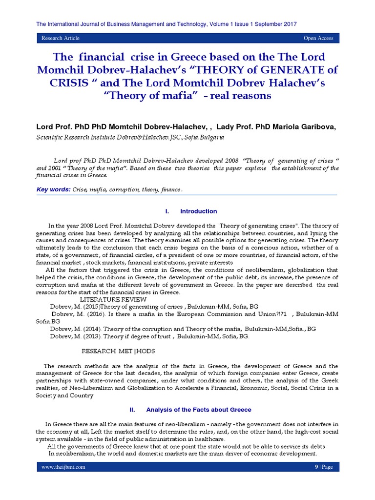 The Financial Crise in Greece Based On The The Lord Momchil Dobrev ...