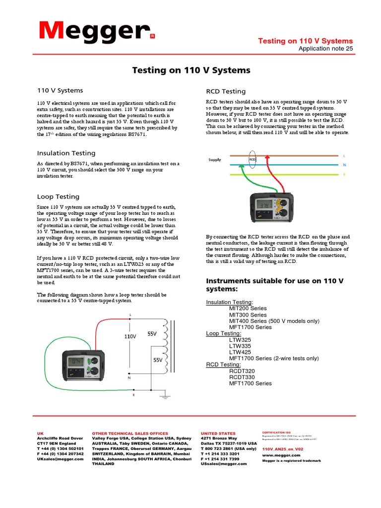 110 V Systems RCD Testing | PDF | Insulator (Electricity) | Wire