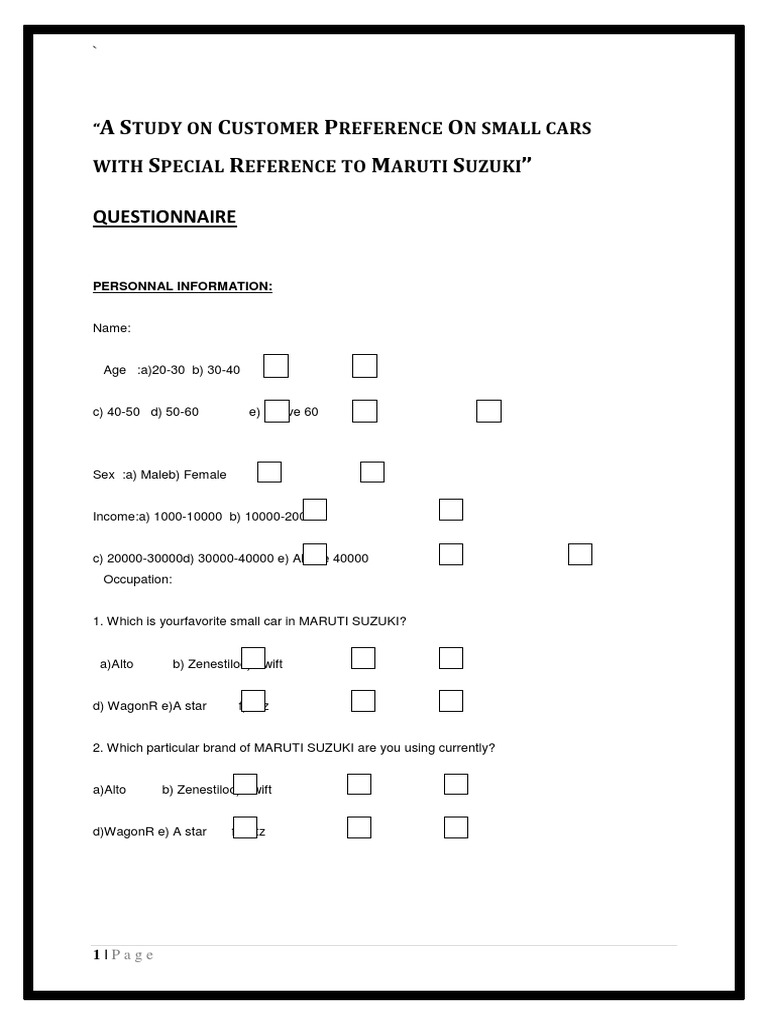 Customer Preferences for Maruti Suzuki Cars | PDF | Cars Of Japan ...