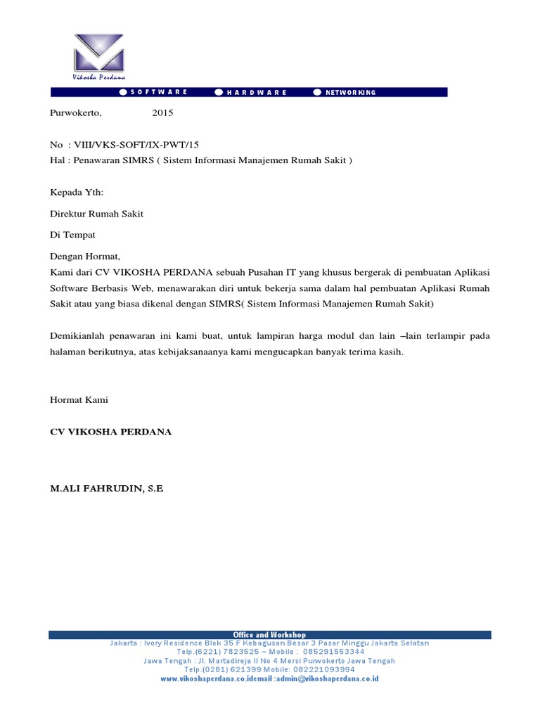 Proposal Penawaran Simrs | PDF