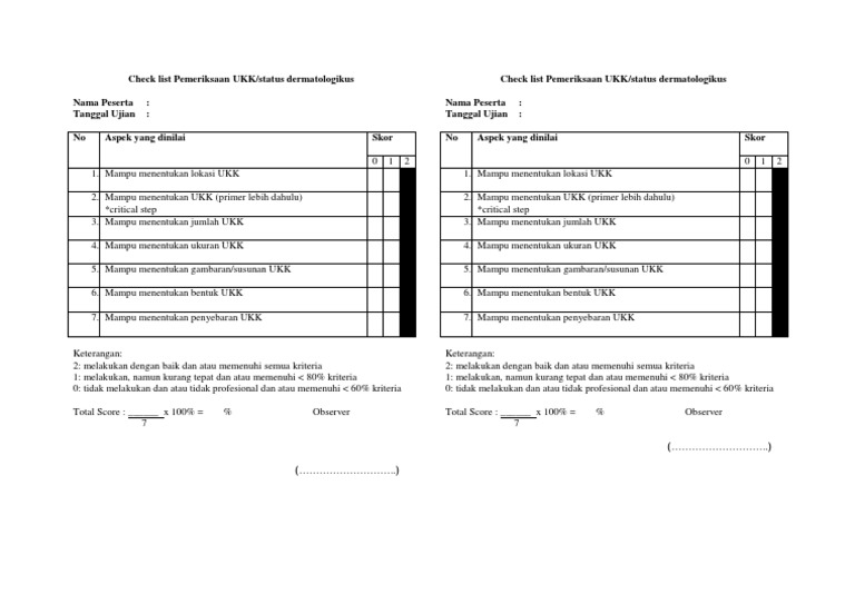 Checklist Pemeriksaan UKK Primer | PDF