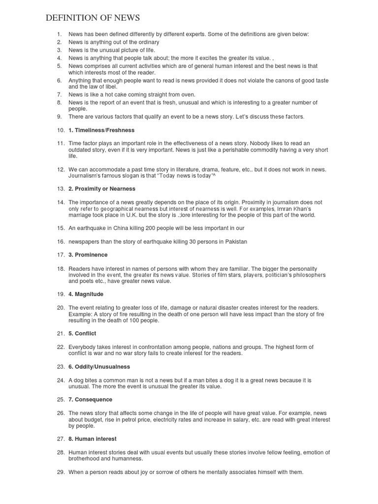 Definition of News | PDF | News
