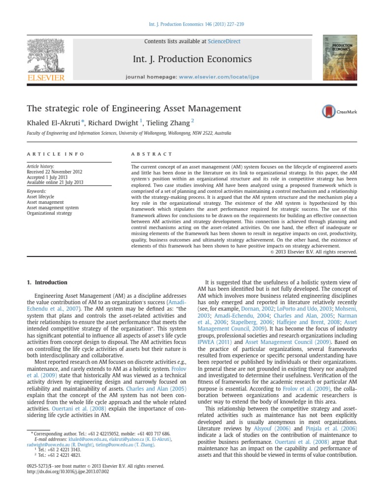 The Strategic Role of Engineering Asset Management | PDF | Life Cycle ...
