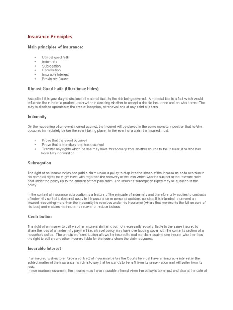 Insurance Principles | Download Free PDF | Insurance | Indemnity