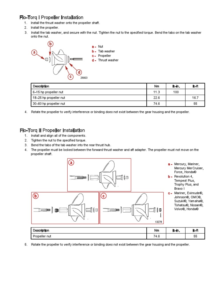 Flo-Torq Propeller Installation | PDF | Propeller | Nut (Hardware)