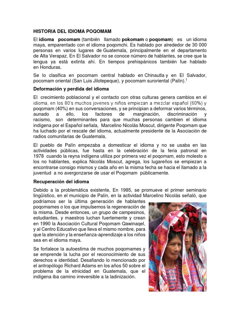 Historia Del Idioma Poqomam | PDF