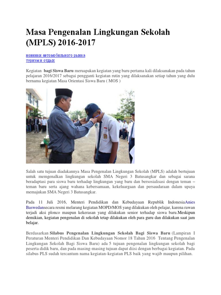 Masa Pengenalan Lingkungan Sekolah Pdf