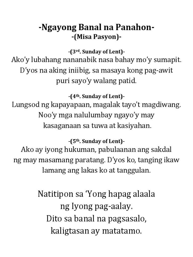 Misa Pasyon 1 | PDF