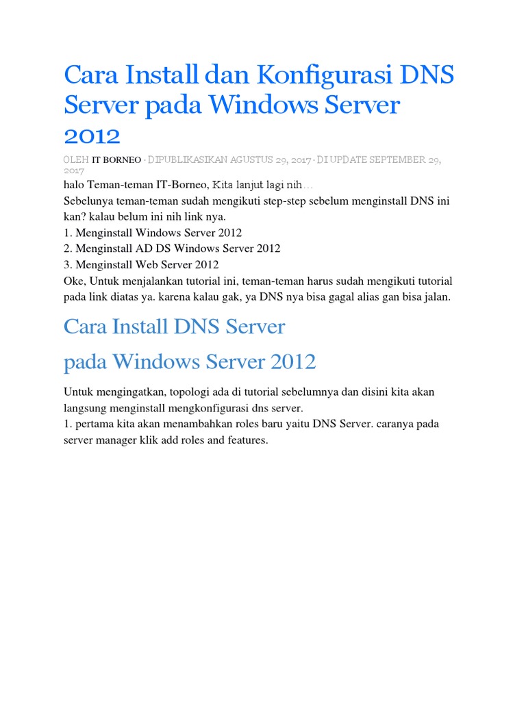 Panduan DNS Server Windows 2012 | PDF