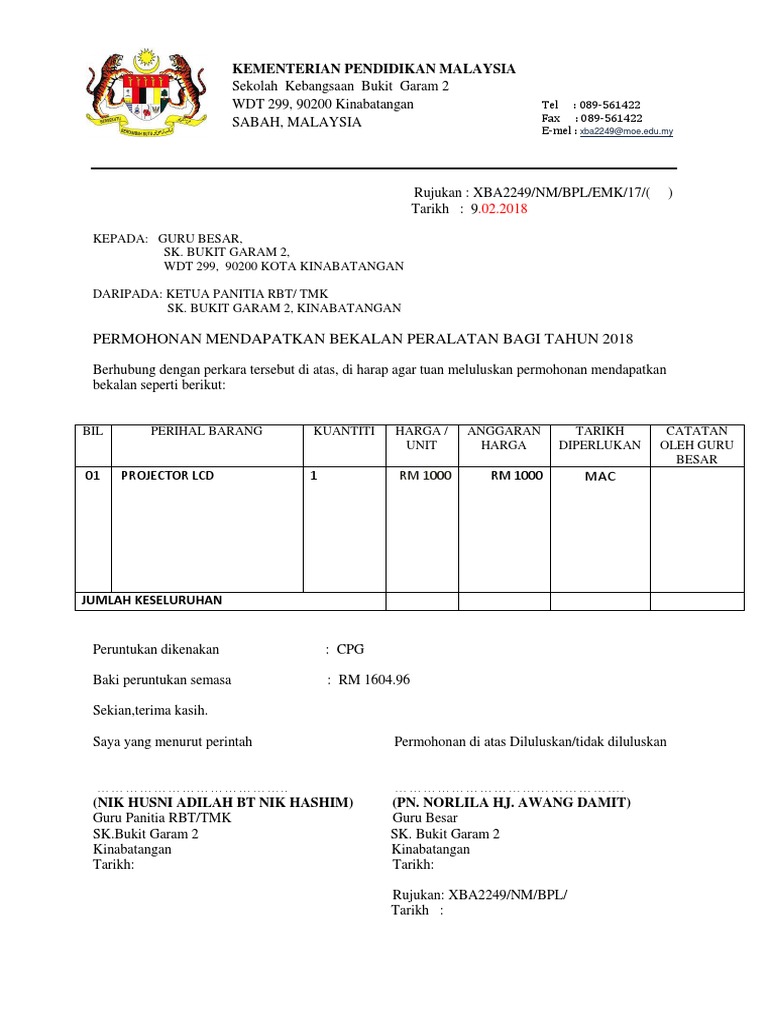Contoh Letterhead Skbg2 2018 | PDF