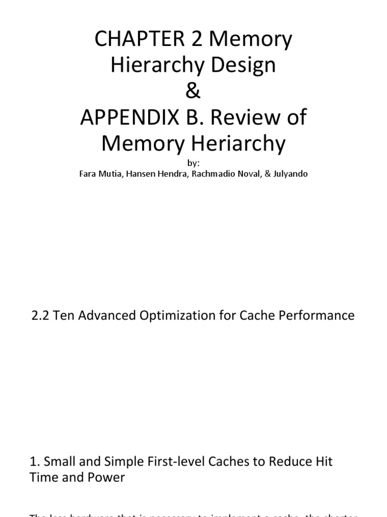 CHAPTER 2 Memory Hierarchy Design & APPENDIX B. Review of Memory Heriarchy | Download Free PDF ...