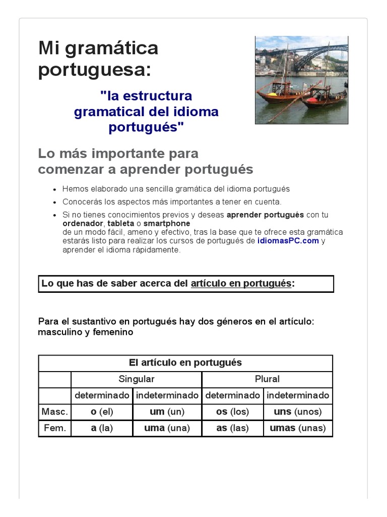 Mi Gramática Portuguesa_ Lo Más Importante en Portugués | Adjetivo ...