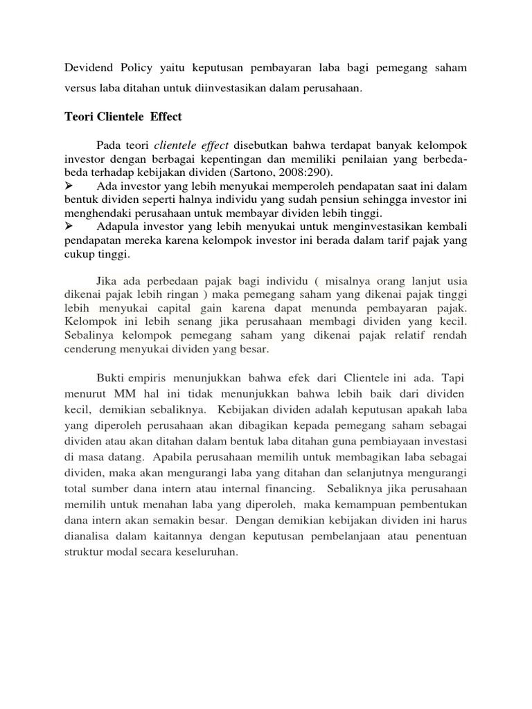 Teori Clientele Effect | PDF