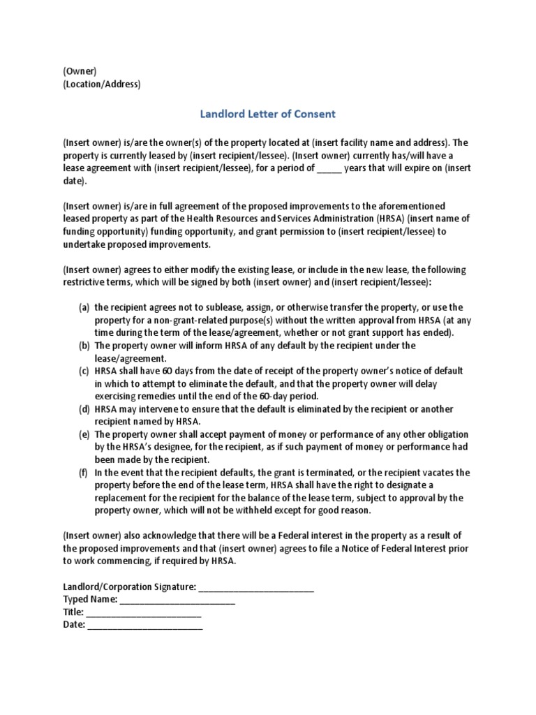 Landlord Consent | PDF | Lease | Property Law