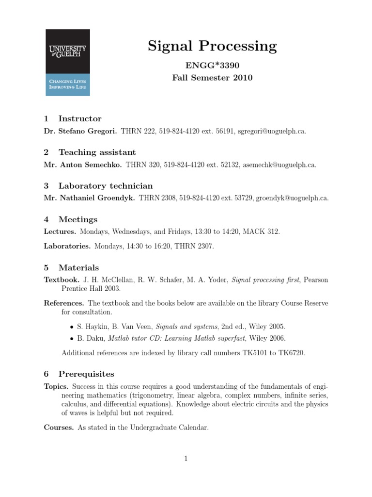 Engg3390 2010f | PDF | Signal Processing | Applied Mathematics