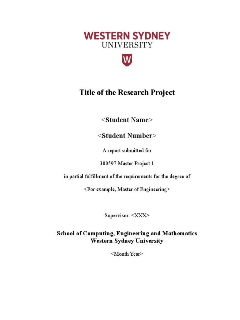 Master Project 1 Template For Progress Report 1 | PDF | Thesis | Citation