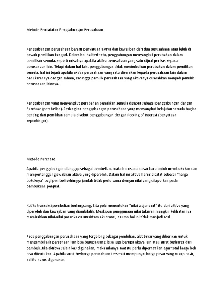 Metode Pooling of Interest | PDF