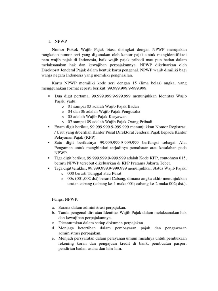 Perbedaan NPWP dan NPPKP di Indonesia | PDF