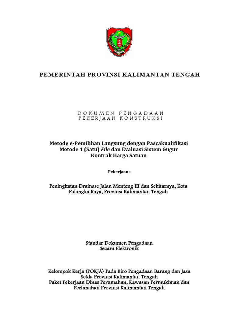 Dok. Pengadaan PNKT Drainase Jl. Menteng III, Kota Palangka Raya | PDF | Bisnis