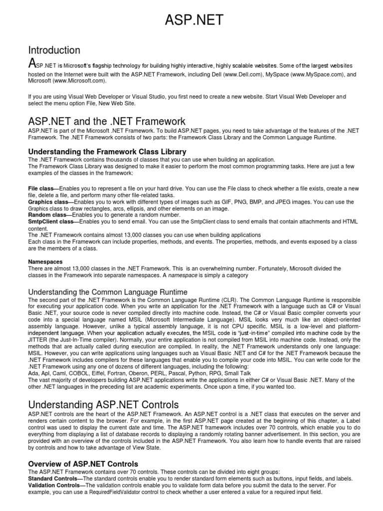 1 Asp - Net Notes | PDF | Websites | Computer Data
