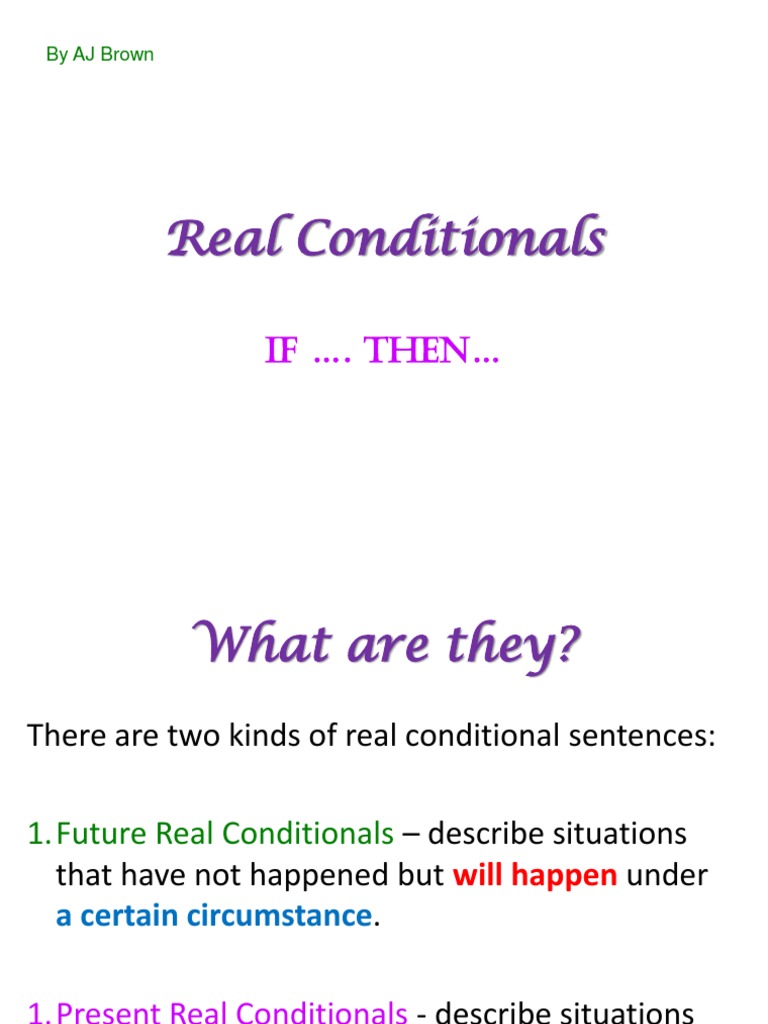 Real Conditionals | PDF | Verb | Languages