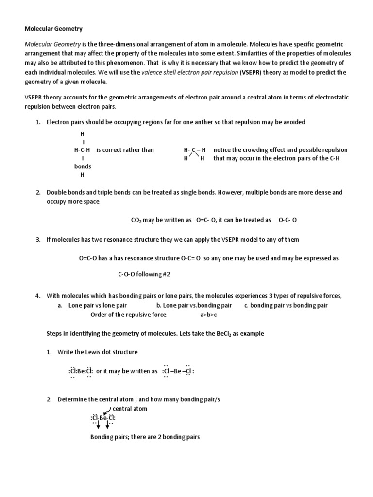 Molecular Geometry | PDF | Chemical Bond | Molecules