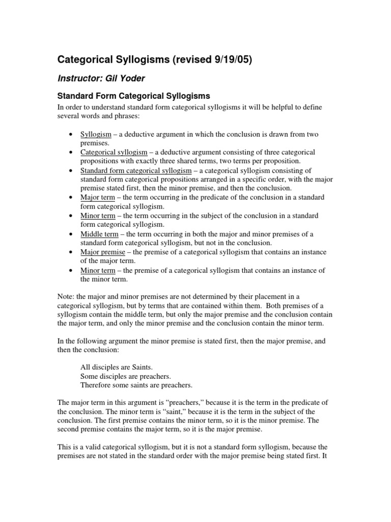 Understanding Categorical Syllogisms | PDF | Argument | Truth