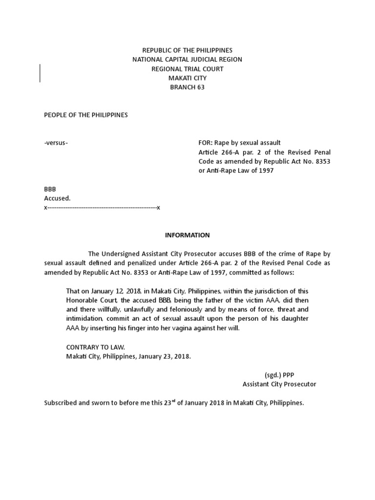 Criminal Information | PDF | Assault | Sexual Assault