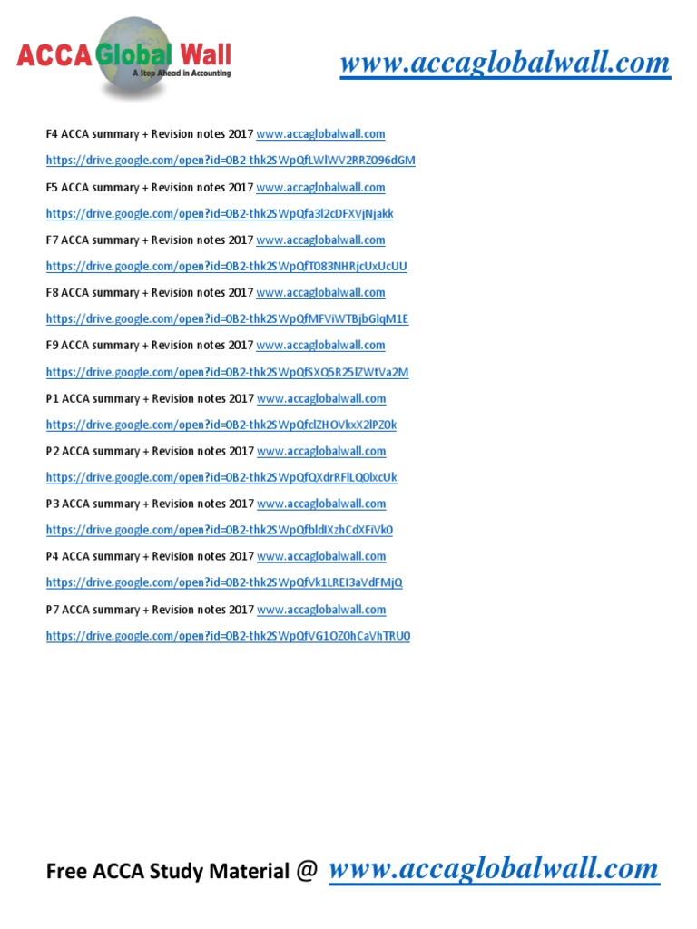 ACCA F4 To P7 Short Notes | PDF