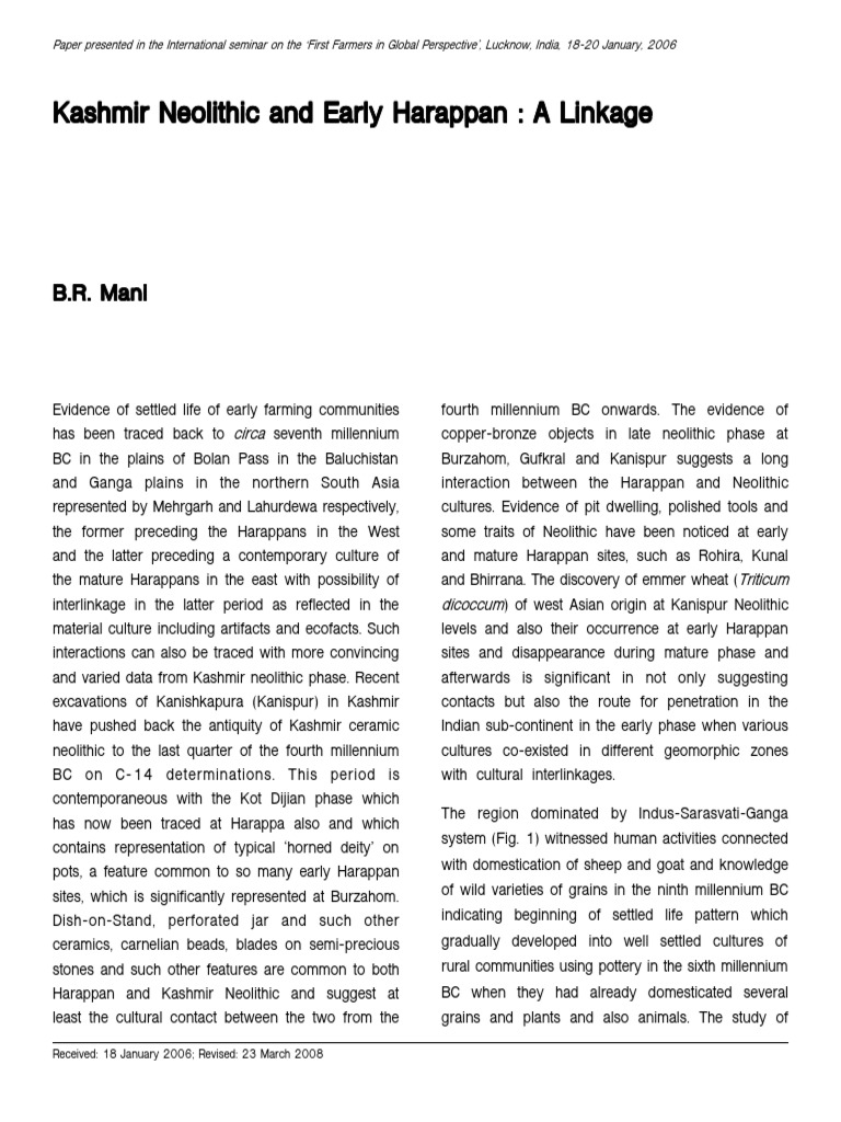 BR Mani Kunal Bhirrana | PDF | Neolithic | Pottery