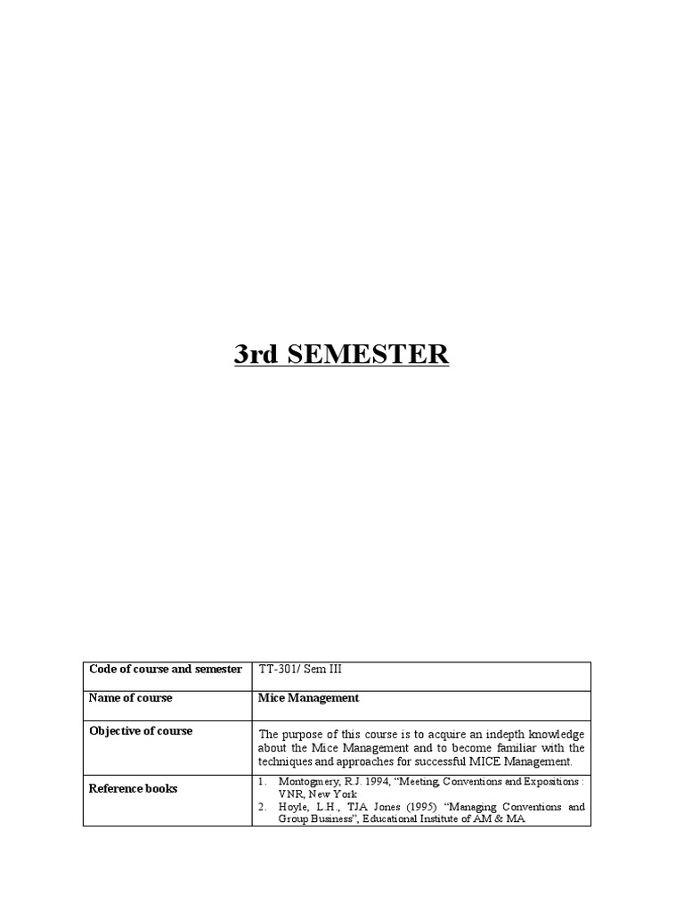 MICE Management Course Overview | PDF | Marketing | Transport