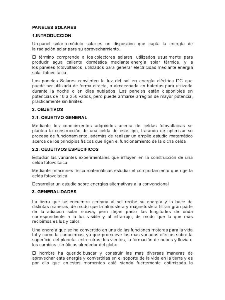 Tipos y Funcionamiento de Paneles Solares | PDF | Panel solar | Energía ...