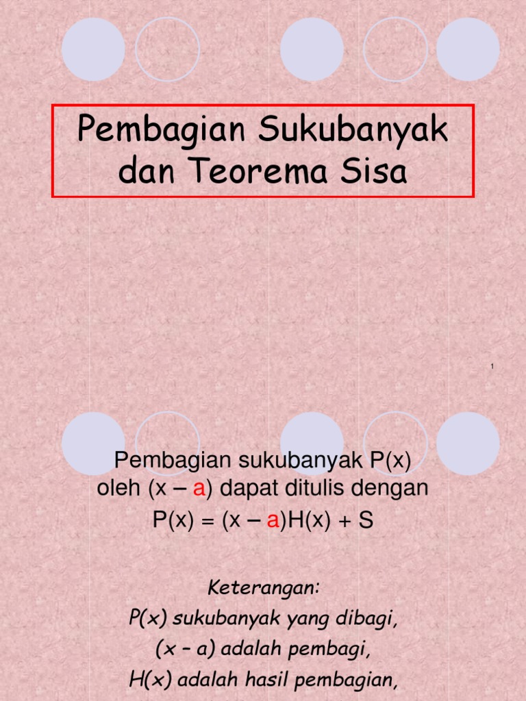 Suku Banyak Dan Teorema Sisa | PDF