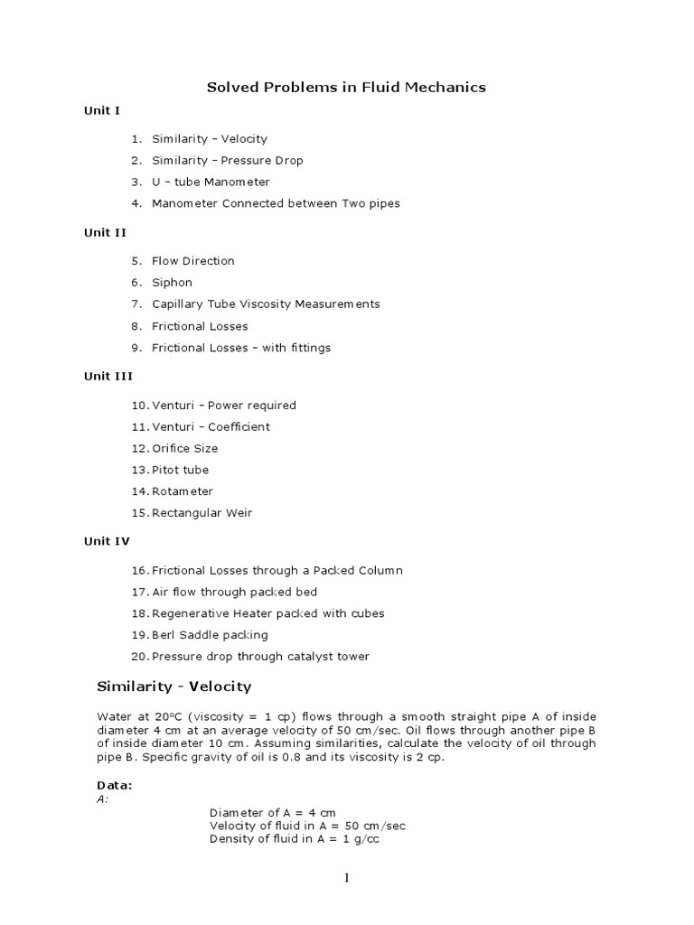 Solved Problems in Fluid Mechanics | PDF | Flow Measurement | Viscosity