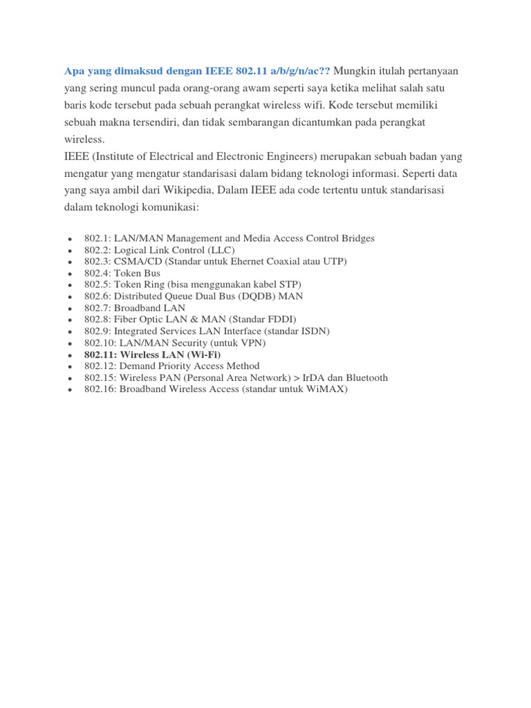 Apa Yang Dimaksud Dengan IEEE 802 | PDF