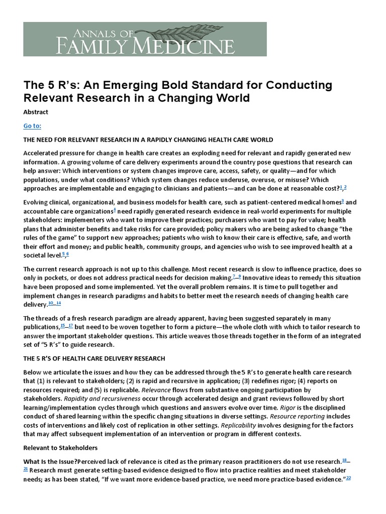 The 5 R'S: An Emerging Bold Standard For Conducting Relevant Research ...