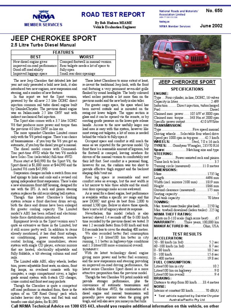 Jeep Cherokee 2,5 L TD Service Manual | PDF | Transmission (Mechanics ...