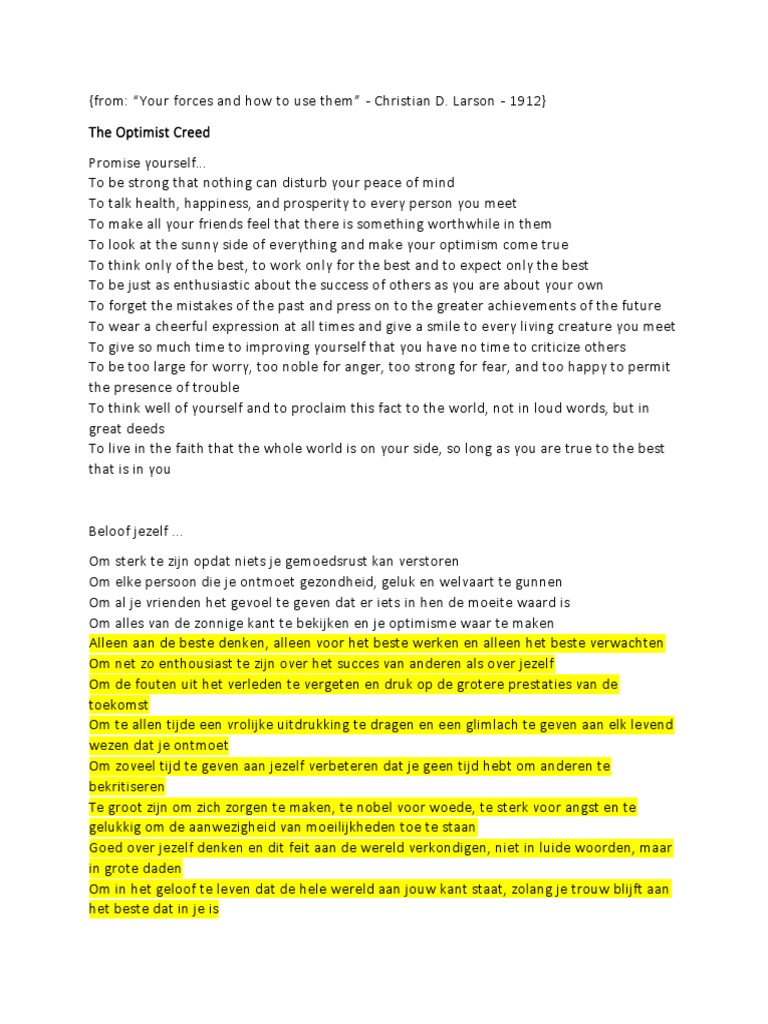 The Optimist Creed | PDF