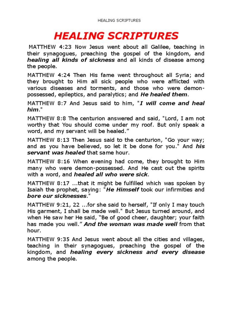 Healing Scriptures | PDF | Gospel Of Matthew | Gospel Of Luke