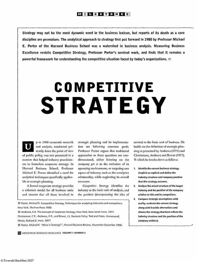 Competitive Strategy | PDF | Competition | Strategic Management