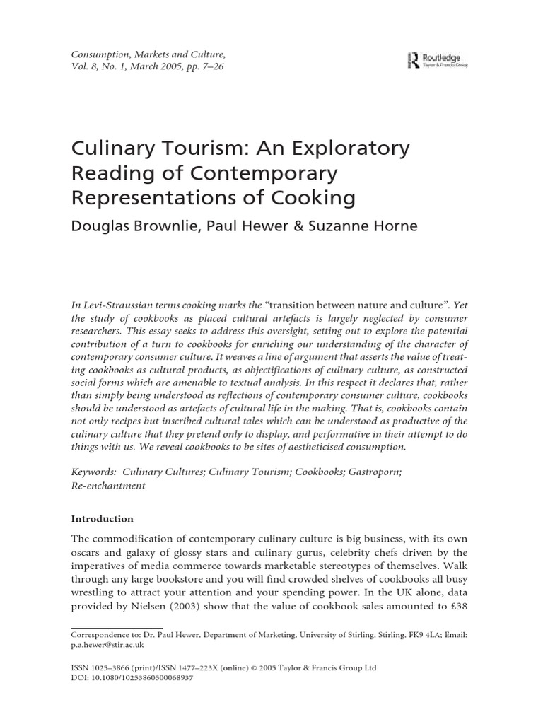 Culinary Tourism: An Exploratory Reading of Contemporary ...