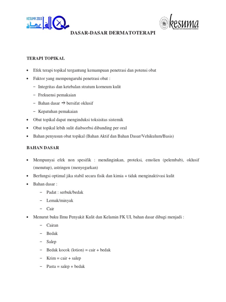 Dasar-Dasar Dermatoterapi | PDF
