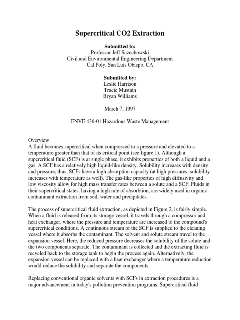 Supercritical CO2 Extraction: A Clean Extraction Method | PDF ...