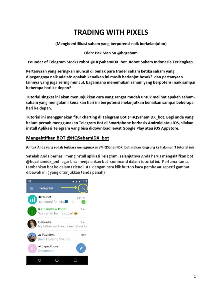 "Saham Naik: Panduan Charting Telegram" | PDF | Bisnis | Game & Aktivitas