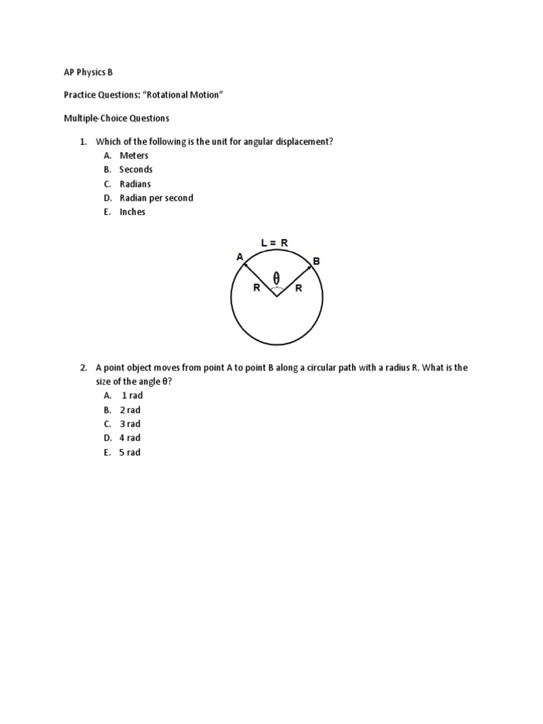 Rotational Motion Multiple Choice-2012!05!15-1 | PDF | Rotation Around A Fixed Axis | Torque