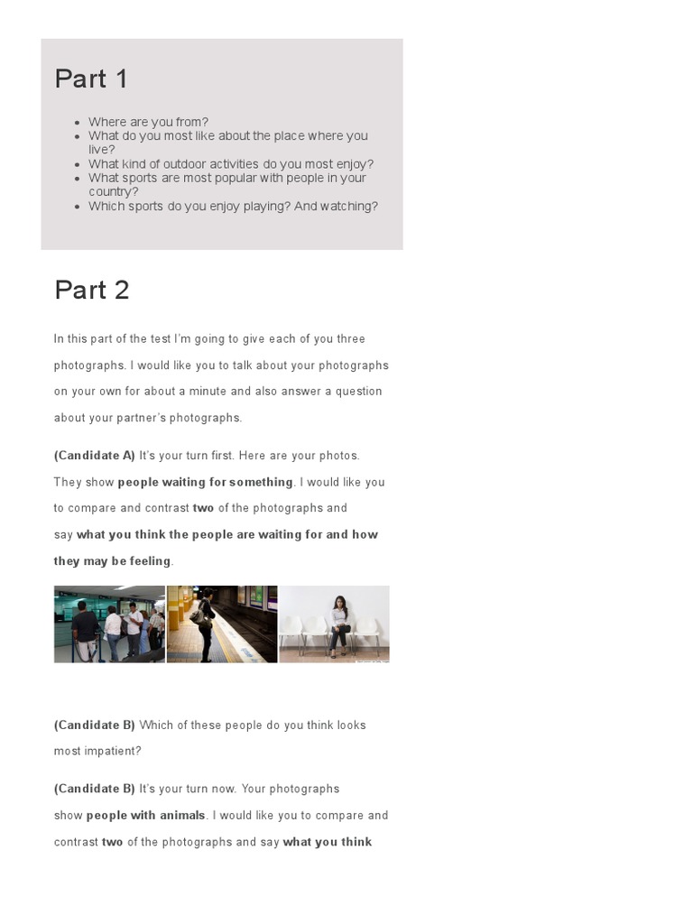 Cambridge CAE Speaking Sample Test 1 - Cambridge Practice Tests | PDF