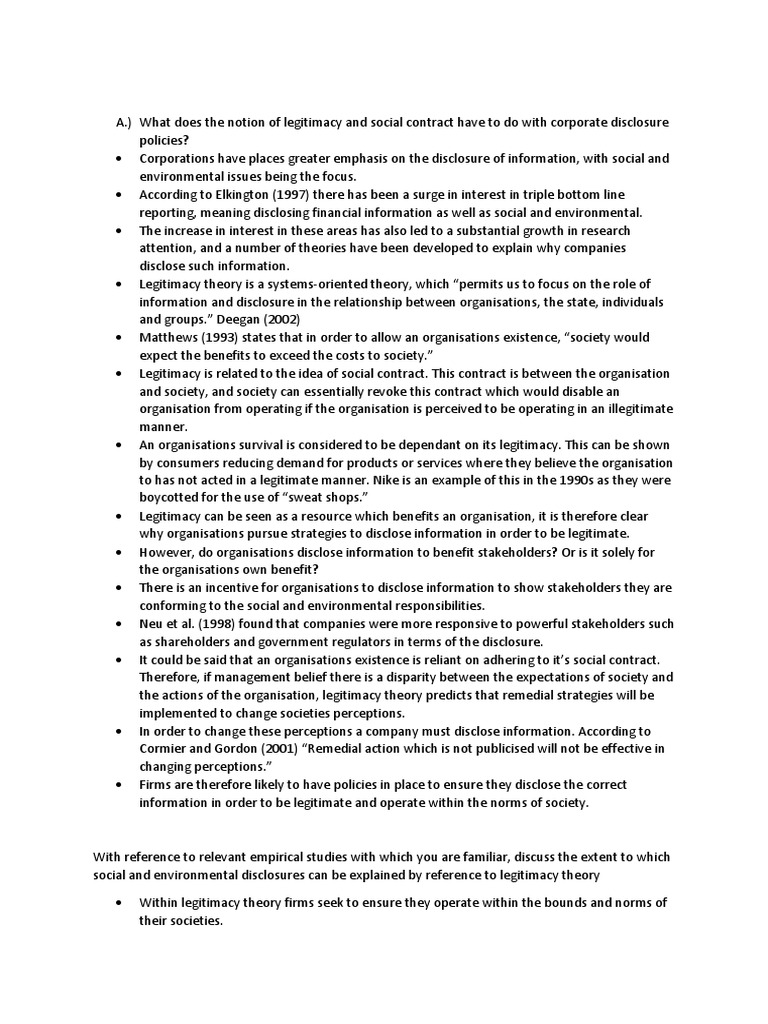 Legitimacy Theory | PDF | Norm (Social) | Legitimacy (Political)