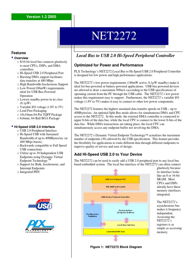 NET2272 Brochure v1-3 | PDF | Usb | Device Driver