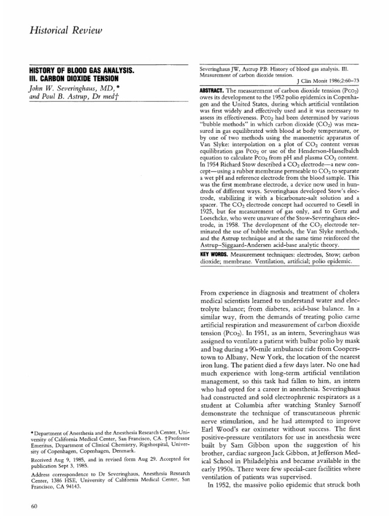 Severinghaus 1986 | PDF | Ph | Carbon Dioxide